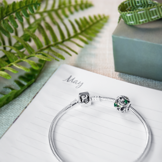 May Birthstone (Growth) | Silver Bead Charm | Evolve Inspired Jewellery